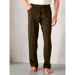 Homewearpants CLASSIC, Herren, Gr. 46, Normalgrößen, grün (khaki), 100% Baumwolle, unifarben, lang, Hosen