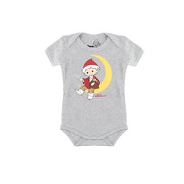 Body logoshirt "Unser Sandmännchen - Mond", Baby, Gr. 50/56, EURO-Größen, grau (grau, meliert), 93% Baumwolle, 7% Elasthan, bedruckt, meliert, casual, kurz, Kurzarm, Bodies, mit lizenziertem Print