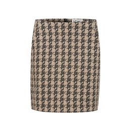 Minirock Ichi "Minirock IHKate", Damen, Gr. L, beige (doeskin houndstooth), Obermaterial: 59% Polyester PES. 39% Viskose LENZING ECOVERO CV LenzEcov. 2% Elasthan EL., casual, regular fit ca. Mitte Oberschenkel, Röcke