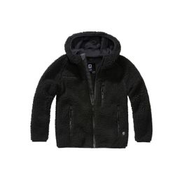 Allwetterjacke Brandit "Brandit Damen Kids Teddyfleecejacket Hood", Mädchen, Gr. 122/128, schwarz, 100% Polyester, unifarben, casual, normal, ohne Ausschnitt, Langarm, Jacken