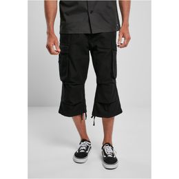 Stoffhose Brandit "Brandit Herren Industry Vintage Cargo 3/4 Shorts", Herren, Gr. L, US-Größen, schwarz, 100% Baumwolle, unifarben, normal, Hosen