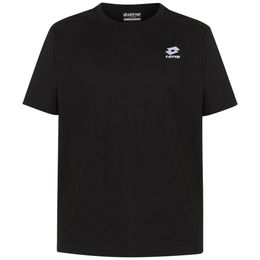 T-Shirt Lotto, Herren, Gr. L (52/54), schwarz (caviar), 100% Baumwolle, unifarben, sportlich, Rundhals, Kurzarm gerader Abschluss, Shirts, - mit dezenter Logostickerei