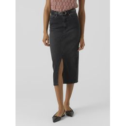 Véro Moda Maxirock VERO MODA "VMVERI HR CALF DENIM SKIRT GA NOOS", Damen, Gr. L (40), schwarz, Denim/Jeans, Obermaterial: 99% Baumwolle, 1% Elasthan, unifarben, modisch, regular fit wadenlang, Röcke