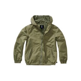 Allwetterjacke Brandit "Brandit Herren Kids Summer Windbreaker Frontzip", Jungen, Gr. 122/128, grün (olive), 100% Polyester, unifarben, casual, normal, ohne Ausschnitt, Langarm, Jacken