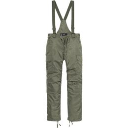 Bequeme Jeans Brandit "Brandit Herren Thermal Dungarees", Herren, Gr. M, US-Größen, grün (olive), 100% Polyamid, unifarben, casual, Jeans