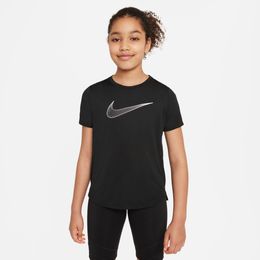 Trainingsshirt Nike "DRI-FIT ONE BIG KIDS' (GIRLS') SHORT-SLEEVE TRAINING TOP", Kinder, Gr. XL (164), schwarz, Obermaterial: 100% Polyester, sportlich, Kurzarm, Shirts