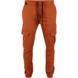 Stoffhose Southpole "Southpole Herren Cargo Jogger W/ Zipper & D-Ring", Herren, Gr. L, US-Größen, braun (tobacco), 98% Baumwolle, 2% Elasthan, unifarben, loose fit, Hosen