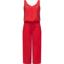 Jumpsuit Ragwear "Suky", Damen, Gr. S (36), Normalgrößen, rot, 80% Viskose, 20% Polyester, casual, figurumspielend 7/8-Länge, V-Ausschnitt, ohne Ärmel angeschnitten,mit Umschlag, Overalls, schicker, langer Damen Overall mit Tunnelzug