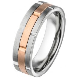 Fingerring Jobo Gr. 58, silber (edelstahlfarben), Fingerringe, Herren, 58, Edelstahl, Edelstahl in Bicolor-Optik