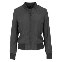 Allwetterjacke Urban Classics "Urban Classics Damen Ladies Light Bomber Jacket", Damen, Gr. L, schwarz, 100% Polyester, unifarben, casual, normal, Rundhals, Langarm, Jacken