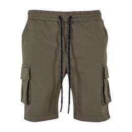 Stoffhose Urban Classics "Urban Classics Herren Drawstring Cargo Shorts", Herren, Gr. L, US-Größen, grün (olive), 98% Baumwolle, 2% Elasthan, unifarben, normal, Hosen