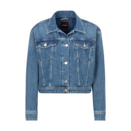 Jeansjacke BOSS Orange "C_TRUCKER JACKET 1.0", Damen, Gr. L, navy 415, Web, Obermaterial: 100% Baumwolle, unifarben, casual, Jacken