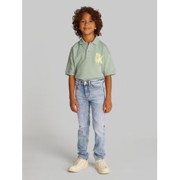 Slim-fit-Jeans Calvin Klein Jeans "REEF BLUE SLIM", Jungen, Gr. 14 (164), N-Gr, reef blau ess, Denim/Jeans, Obermaterial: 99% Baumwolle, 1% Elasthan, unifarben, slim fit, Jeans, in Stone Waschung