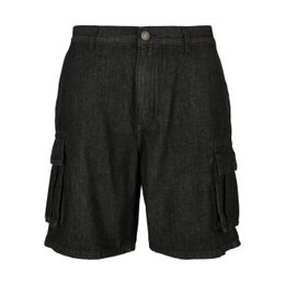 Cargoshorts Urban Classics "Urban Classics Herren Organic Denim Cargo Shorts", Herren, Gr. 31, Normalgrößen, schwarz (schwarzwashed), 100% Baumwolle, unifarben, normal, Hosen