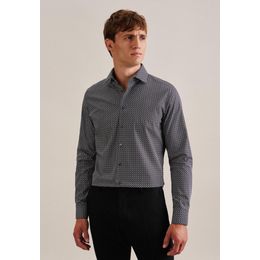 Businesshemd Seidensticker "Slim", Herren, Gr. S (38), normale Ärmellängen, schwarz, 100% Baumwolle, bedruckt, slim fit, Langarm 2-Knopf-Manschette, Hemden, Slim Langarm Kentkragen Druck