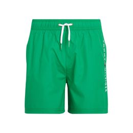 Badeshorts "MEDIUM DRAWSTRING", Jungen, Gr. 140/146, N-Gr, radiant grün, Polyester, Tommy Hilfiger Swimwear, unifarben, Badehosen, mit Logoschriftzug