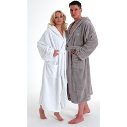 Unisex-Bademantel "Lovina" Gr. L, weiß, L, Microfaser, LeGer Home by Lena Gercke, Hausmäntel, kuschelig weicher Fleece, für Damen und Herren, XS-3XL