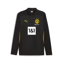 T-Shirt Puma "Borussia Dortmund Trainingstop mit viertellangem Reißverschluss", Herren, Gr. L, gelb (schwarz faster gelb), 100% Polyester, slim fit, Kurzarm, Shirts