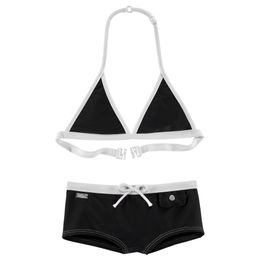 Triangel-Bikini Buffalo, Kinder, Gr. 158/164, N-Gr, schwarz-weiß (schwarz, weiß), Polyamid, Bikini-Sets, mit trendiger Hotpants