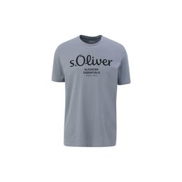 T-Shirt s.Oliver "T-Shirt Logo T-Shirt 1er Pack", Herren, Gr. L, grau (hellgrau), Obermaterial: 100% Baumwolle CO., Kurzarm, Shirts