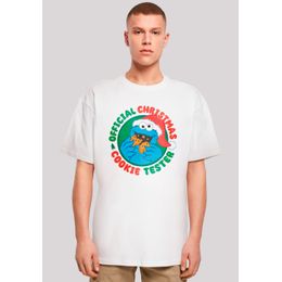 T-Shirt F4NT4STIC "Sesamstrasse Weihnachten Keks Tester", Herren, Gr. L, weiß, Obermaterial: 100% Baumwolle, casual, oversize, Rundhals, Kurzarm ohne Bündchen, Shirts, Premium Qualität