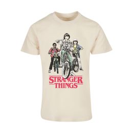 T-Shirt ABSOLUTE CULT "ABSOLUTE CULT Herren Stranger Things - Retro Bikers T-Shirt", Herren, Gr. S, beige (sand), 100% Baumwolle, bedruckt, casual, normal, Rundhals, Kurzarm, Shirts