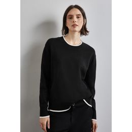 Strickpullover Street One, Damen, Gr. 34, schwarz, Stoff, 30% Polyester, 29% Polyacryl, 21% Viskose, 20% Nylon, unifarben, casual, normal normal, Rundhals, Langarm Bündchen, Pullover, aus softem Materialmix