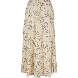 Jerseyrock Urban Classics "Urban Classics Damen Ladies Viscose Midi Skirt", Damen, Gr. L, beige (softseagrassflower), 100% Viskose, loose fit, Röcke