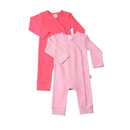 Body Liliput "Jumpsuit", Baby, Gr. 62/68, EURO-Größen, lila (beere, rosa), 100% Baumwolle, unifarben, casual, lang, Langarm, Bodies, aus Bio-Baumwolle im Zweierpack