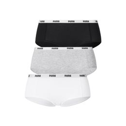 Panty Puma, Damen, Gr. M, schwarz (weiß, grau, schwarz), Obermaterial: 95% Baumwolle, 5% Elasthan, unifarben, bedruckt, eng, Unterhosen, mit Logobund