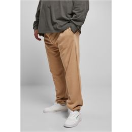 Stoffhose Urban Classics "Urban Classics Herren Basic Sweatpants 2.0", Herren, Gr. S, US-Größen, beige (warmsand), 80% Baumwolle, 20% Polyester, unifarben, loose fit, Hosen