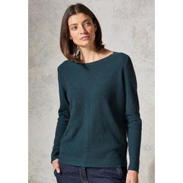 Strickpullover Cecil, Damen, Gr. M (40), grün (atlantic grün), Web, 100% Baumwolle, unifarben, casual, gerade normal, U-Boot-Ausschnitt, Langarm Bündchen, Pullover, mit U-Boot-Ausschnitt