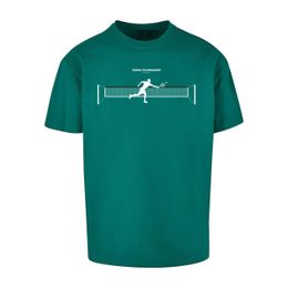 T-Shirt Merchcode "Merchcode Herren Tennis Round 1 Heavy Oversized Tee", Herren, Gr. L, grün, 100% Baumwolle, bedruckt, casual, oversize, Rundhals, Kurzarm, Shirts