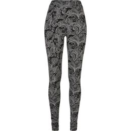 Leggings Urban Classics "Urban Classics Damen Ladies Soft AOP Leggings", Damen, Gr. XXL, US-Größen, schwarz (schwarznewpaisley), 85% Polyester, 15% Elasthan, skinny fit, Hosen