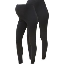 Umstandsleggings MAMALICIOUS "MLLEA", Damen, Gr. L (40), N-Gr, schwarz (schwarz, schwarz), Jersey, Obermaterial: 95% Baumwolle, 5% Elasthan, unifarben, Basic, lang, Hosen, in körpernahem Fit