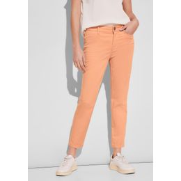 Chinohose Street One, Damen, Gr. 40, Länge 26, orange (creamy orange), Web, 97% Baumwolle, 3% Elasthan, unifarben, casual, gerade 7/8-Länge, Hosen, Middle Waist