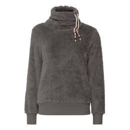 Trainingspullover oxmo "Fleecepullover OXAnnika", Damen, Gr. M, grau (castlerock), Obermaterial: 100% Polyester PES., unifarben, casual, hüftlang, ohne Ausschnitt, Langarm, Pullover