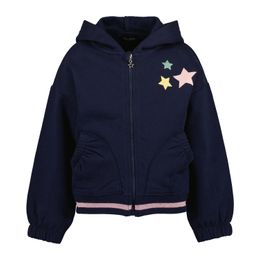 Sweatjacke Blue Seven "Blue Seven Mädchen Sweatjacke mit Kapuze UNICORN", Jungen, Gr. 110, blau (590, nachtblau), 100% Baumwolle, Basic normal, Rundhals, Langarm normaler Saum, Sweatjacken