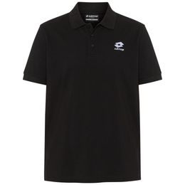 Poloshirt Lotto, Herren, Gr. L (52/54), schwarz (caviar), 100% Baumwolle, unifarben, sportlich, normal, ohne Ausschnitt, Kurzarm Flachstrickbündchen, Shirts, - in hochwertiger Baumwoll-Piqué Qualität