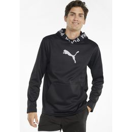 Trainingsshirt Puma "TRAIN PWR FLEECE HOODIE", Herren, Gr. S, schwarz (Puma schwarz), Fleece, Obermaterial: 100% Polyester, unifarben, sportlich, regular fit normal, Rundhals, Langarm, Shirts