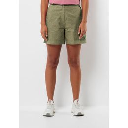 Shorts Jack Wolfskin "KARANA SHORTS W", Damen, Gr. XS (34), Normalgrößen, grün (bay, leaf), OBERSTOFF: 55% HANF, 45% BAUMWOLLE; Futter: 65% POLYESTER, 35% BAUMWOLLE, Hosen