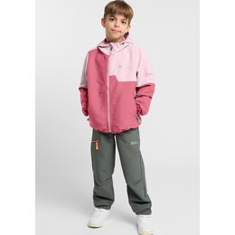 Outdoorjacke Jack Wolfskin "TURBULENCE HOODED JKT K", Kinder, Gr. 164, pink (soft, pink), OBERSTOFF: 100% POLYESTER; ABSEITE: 100% POLYESTER; Futter: 100% POLYESTER, Jacken