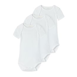 Body name it "NBNBODY 3P SS SOLID WHITE 4 NOOS", Baby, Gr. 56, N-Gr, weiß (hellweiß), Sweatware, Obermaterial: 100% Baumwolle, bedruckt, casual, regular fit, Rundhals, Langarm, Bodies