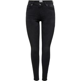 Skinny-fit-Jeans Only "ONLWAUW MID SK BJ1097", Damen, Gr. S (36), Länge 34, schwarz (washed schwarz), Denim/Jeans, Obermaterial: 56% Baumwolle, 39% Polyester, 3% Viskose, 2% Elasthan, Abriebeffekte, casual, Jeans 5-Pocket-Jeans