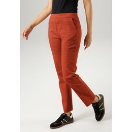 Schlupfhose Aniston CASUAL, Damen, Gr. 36, N-Gr, schwarz (braun, rot, schwarz), Web, Obermaterial: 77% Viskose, 20% Polyamid, 3% Elasthan, bedruckt, gemustert, figurumspielend kn&ouml;chelfrei, Hosen Schlupfhose