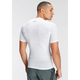 Trainingsshirt Under Armour "UA HG ARMOUR COMP SHORT SLEEVE", Herren, Gr. XS, weiß, Obermaterial: 84% Polyester, 16% Elasthan. Einsatz: 92% Polyester, 8% Elasthan, sportlich, Rundhals, Kurzarm, Shirts