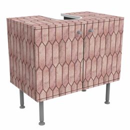 Waschbeckenunterschrank Fischschuppen Muster Fliesen Rosa