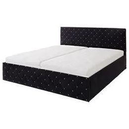 Polsterbett, schwarz, B:150cm L:212cm, Bezug Bett: Microfaser (100% Polyester), Bonnell-Federkernmatratze: 51% Polypropylen, 39% Polyester, 10% Baumwolle, Kaltschaummatratze: 100% Polyester, Bezug abnehm- und waschbar bis 60u00b0C, Westfalia Schlafkomfort, Betten, inkl. Bettkasten bei Ausführung mit Matratze