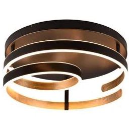 Trio LEUCHTEN LED Deckenleuchte "MARNIE, spiralförmige LED Deckenlampe indirektes Licht warmweiß 3000K", gold (schwarz goldfarben), 1 flammig, Ø 55,0cm H: 21,0cm,, Lampen, 6800 Lumen Ø 55cm 3 Stufen dimmbar über Wandschalter Wohnzimmer LED