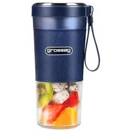 GROSSAG Akku-Smoothie-Maker "to-go blau - MX 10.09 1381", blau (blau, transparent), B:9,5cm H:18cm T:8,5cm, Zerkleinerer